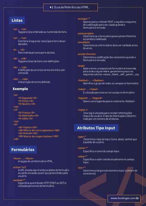 Guia De Referências Html Códigos Html Prontos Para Usar