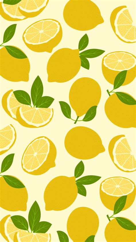 Yellow Simple Lemon Pattern Phone Wallpapers Yellow Simple Lemon Pattern Phone Wallpapers
