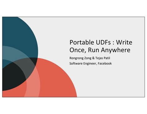 Portable Udfs Write Once Run Anywhere Ppt