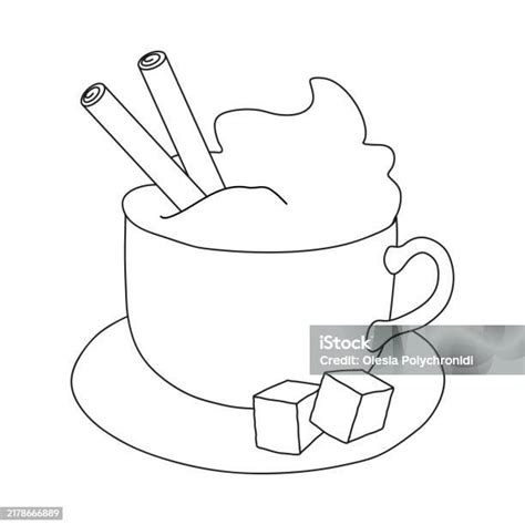 휘핑 크림과 웨이퍼 롤을 곁들인 핫 초콜릿 한 잔 흑인과 백인 벡터 일러스트 레이 션 거품 내기에 대한 스톡 벡터 아트 및 기타