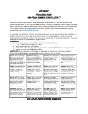 Summer Reading One Pager Project Docx 8th Grade Free Choice Novel One Pager Summer Reading