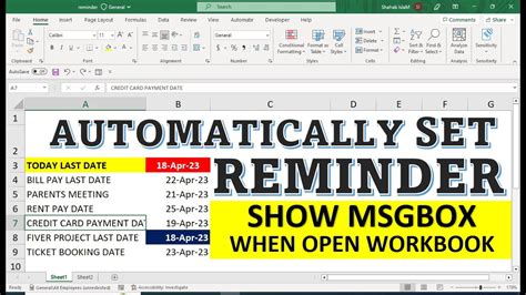 How To Set Automatically Notification Popup Due Date Reminder In Excel