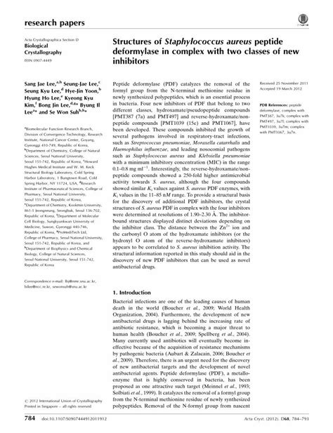 Pdf Structures Of Staphylococcus Aureus Peptide Deformylase In Dokumen Tips