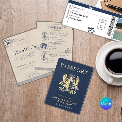 Passport Invitation Template For Destination Wedding Birthday Party