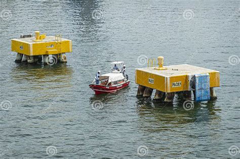Concrete Fixed Mooring Platforms At Port Of Cartagena Colombia Editorial Image Image Of