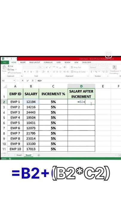 Salary Increment Trick In Second Computer Excel Exceltips Youtube