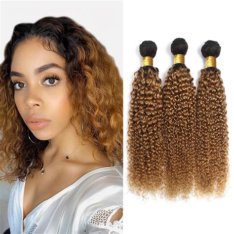 8 10 12 Inch Ombre Bundles 1b27 Honey Blonde Kinky Curly