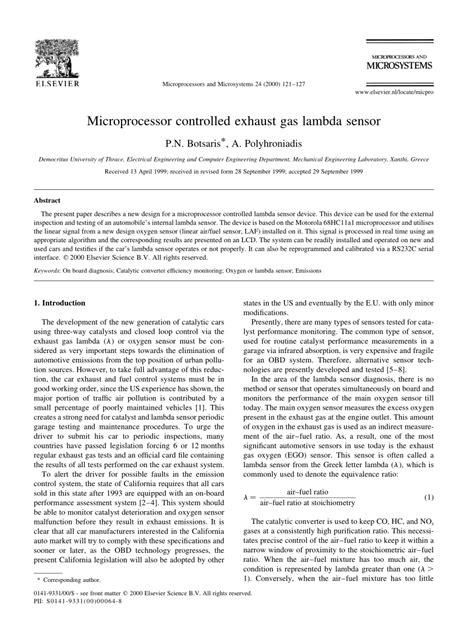 PDF Microprocessor Controlled Exhaust Gas Lambda Sensor