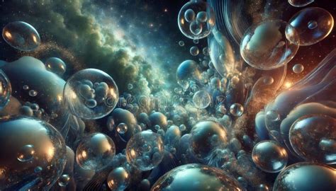 Surreal Abstract Composition Featuring Floating Translucent Glass Like Bubbles In Cosmic