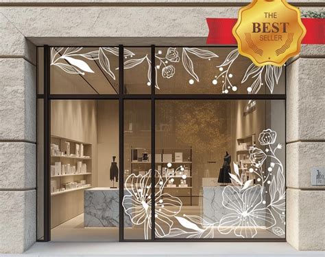 Flowers And Leaves Decals For Decor Window Display Showcase Vinyl