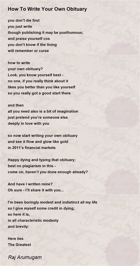 Write Your Own Obituary