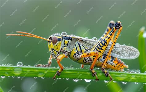 Premium Photo A Detailed Macro Photograph Of A Grasshopper With