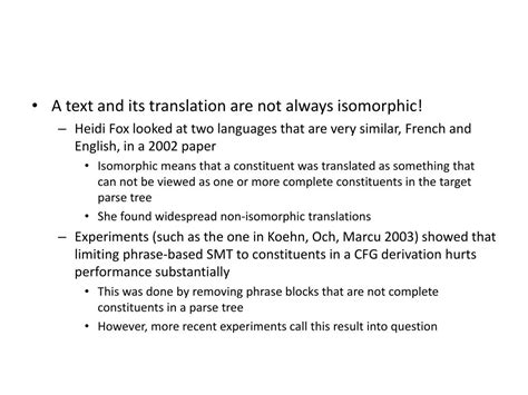 ppt statistical machine translation part ix better word alignment