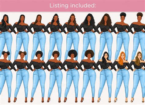 Curvy Girl Clipart Plus Size Curvy Woman Clipart Fashion Etsy