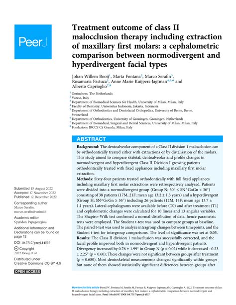Pdf Treatment Outcome Of Class Ii Malocclusion Therapy Including