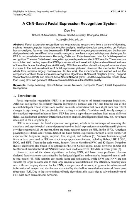 Pdf A Cnn Based Facial Expression Recognition System