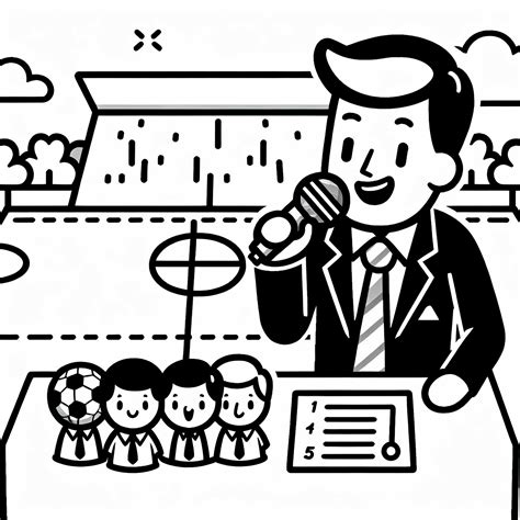 Pengumuman Susunan Pemain Oleh Pembawa Acara Stadion Template Mewarnai Sederhana Gratis