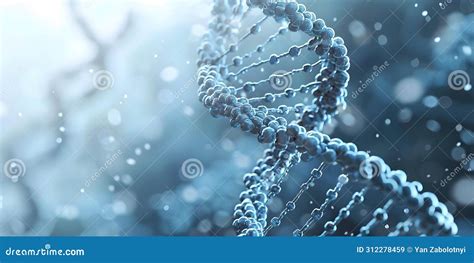 Detailed View Of A D Dna Double Helix Structure With A Blurred Background Concept Science Dna