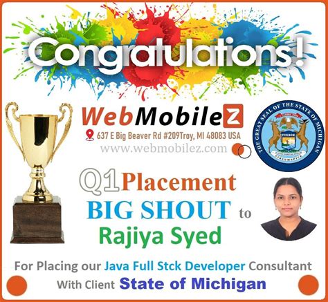 Webmobilez Inc On Linkedin Thanks For Your Efforts In Placing Our Consultant Rajiya