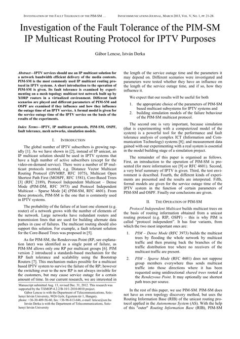 Pdf Investigation Of The Fault Tolerance Of The Pim Sm Ip Multicast