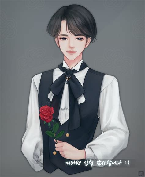 창작 웨이터 캐릭터 의상 그림 웹툰