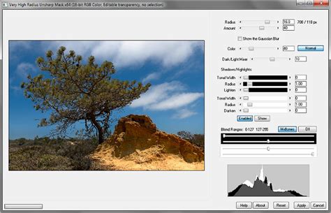 the very high radius unsharp mask plugin