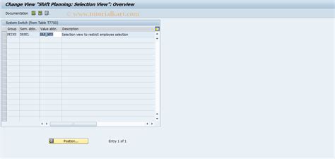 OODH SAP Tcode Shift Planning Selection View