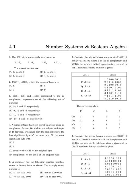 41 Number Systems And Boolean Algebra