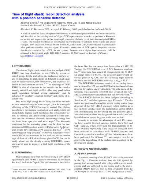 Pdf Time Of Flight Elastic Recoil Detection Analysis With A Position