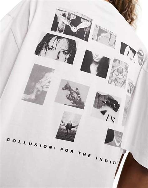 Collusion Unisex Photgraphic Collage Print T Shirt In White Asos