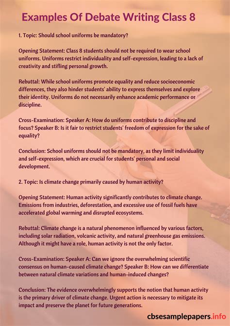 Debate Writing Class 8 Format Topics Examples Exercises Cbse Sample Papers