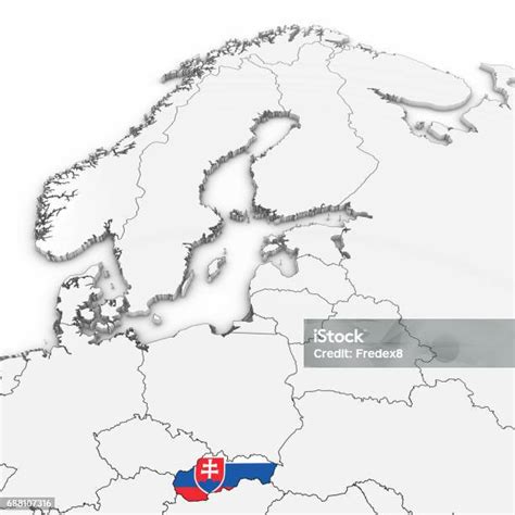 흰색 배경 3d 그림에 슬로바키아어 플래그와 슬로바키아의 3d 지도 0명에 대한 스톡 벡터 아트 및 기타 이미지 0명 3차원 형태 개념 Istock