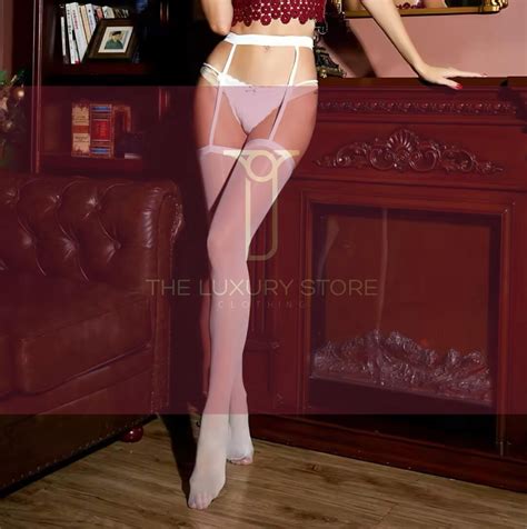 Sexy Nylon Stockings With Built In Red Garter Belt Sheer Shiny Erotic Lingerie Available