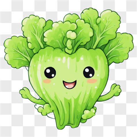 Descarga Ilustración Kawaii De Verdura De Hoja Verde Kawaii En Línea