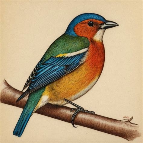 A Drawing Of A Bird On A Tree Branch Premium AI Generated Image