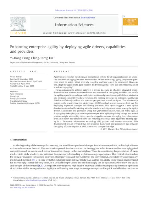 Pdf Enhancing Enterprise Agility By Deploying Agile Drivers Capabilities And Providers