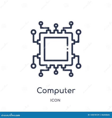 Computer Microprocessor Icon From Technology Outline Collection Thin