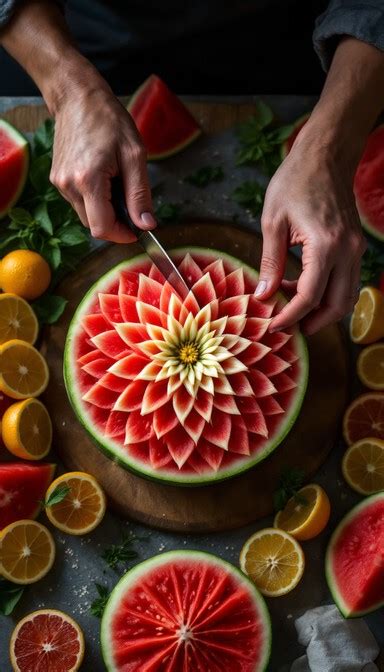 Free Watermelon Flower Art Image Watermelon Hands Knife Download