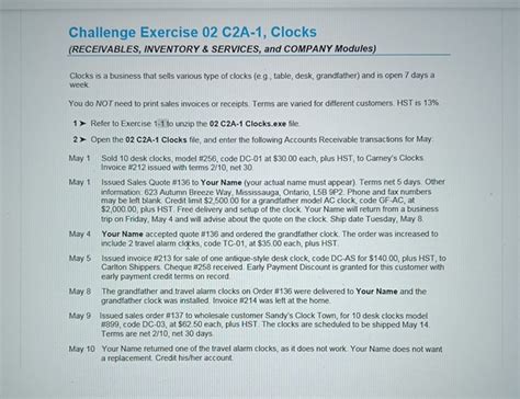 Solved Challenge Exercise 02 ﻿c2a 1 ﻿clocksreceivables