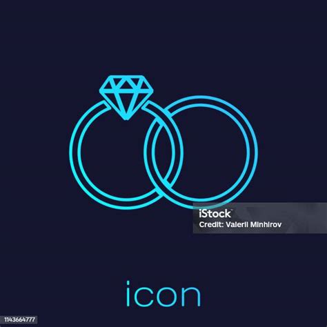청록색 결혼 반지 라인 아이콘 파란색 배경에 고립 신부와 신랑 보석 기호입니다 결혼 아이콘입니다 다이아몬드 링 벡터 일러스트 0명에 대한 스톡 벡터 아트 및 기타 이미지