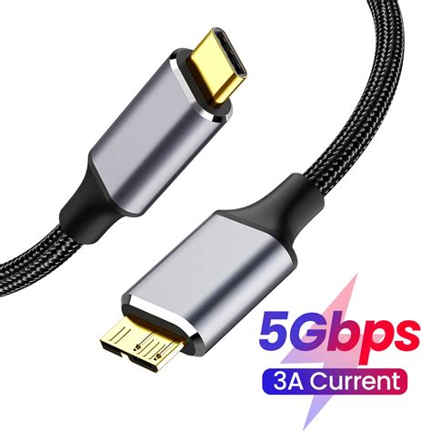 Micro B Usb C 30 케이블 타입 C To Usb 30 마이크로 B 케이블 커넥터 5gbps 하드 드라이브 컴퓨터용 외장 하드 드라이브 디스크 케이블