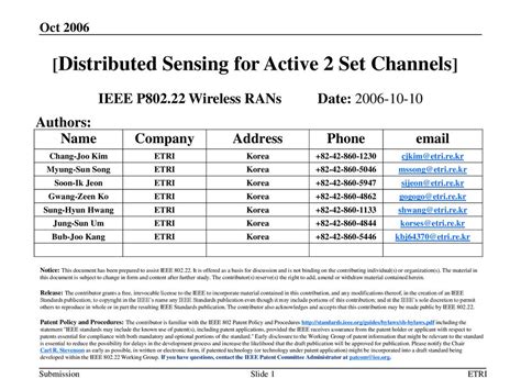 Distributed Sensing For Active Set Channels Ppt Download
