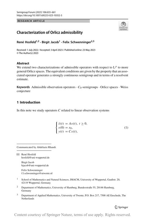Pdf Characterization Of Orlicz Admissibility