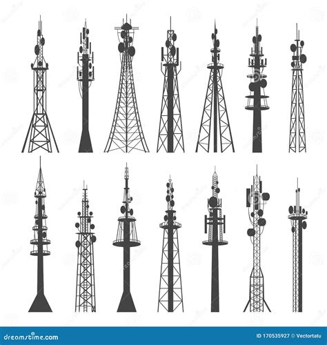 Communicating Towers Set Stock Vector Illustration Of Industrial 170535927