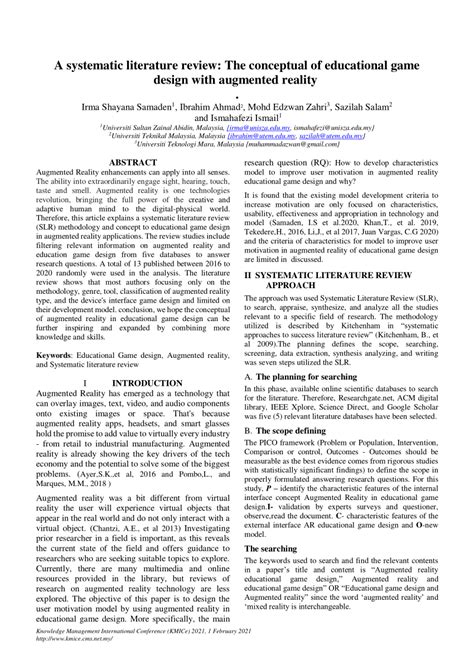 Pdf A Systematic Literature Review The Conceptual Of Educational Game Design With Augmented