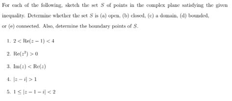Solved For Each Of The Following Sketch The Set S Of Points Chegg