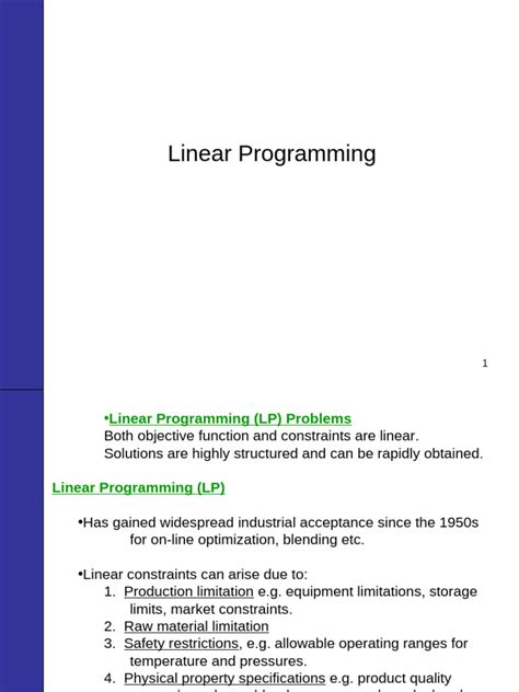 Linear Programming Review Pdf Linear Programming Mathematical Optimization