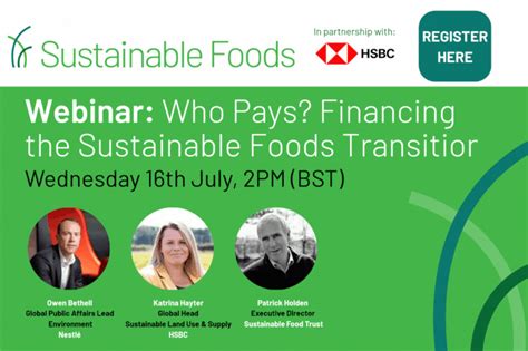 Webinar Financing The Sustainable Food Transition Sustainable Foods