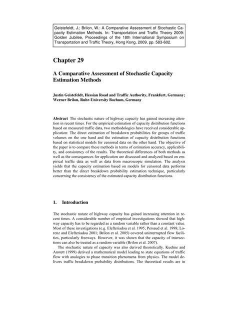 Pdf A Comparative Assessment Of Stochastic Capacity Estimation Methods