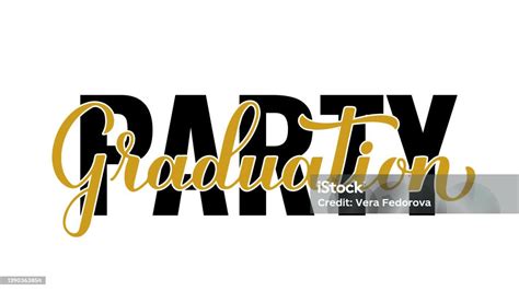졸업 파티 서예 레터링 졸업생 타이포그래피 포스터를 축하드립니다 인사말 카드 배너 초대장 레이블 티셔츠 등을위한 벡터 템플릿 검은색에 대한 스톡 벡터 아트 및 기타 이미지